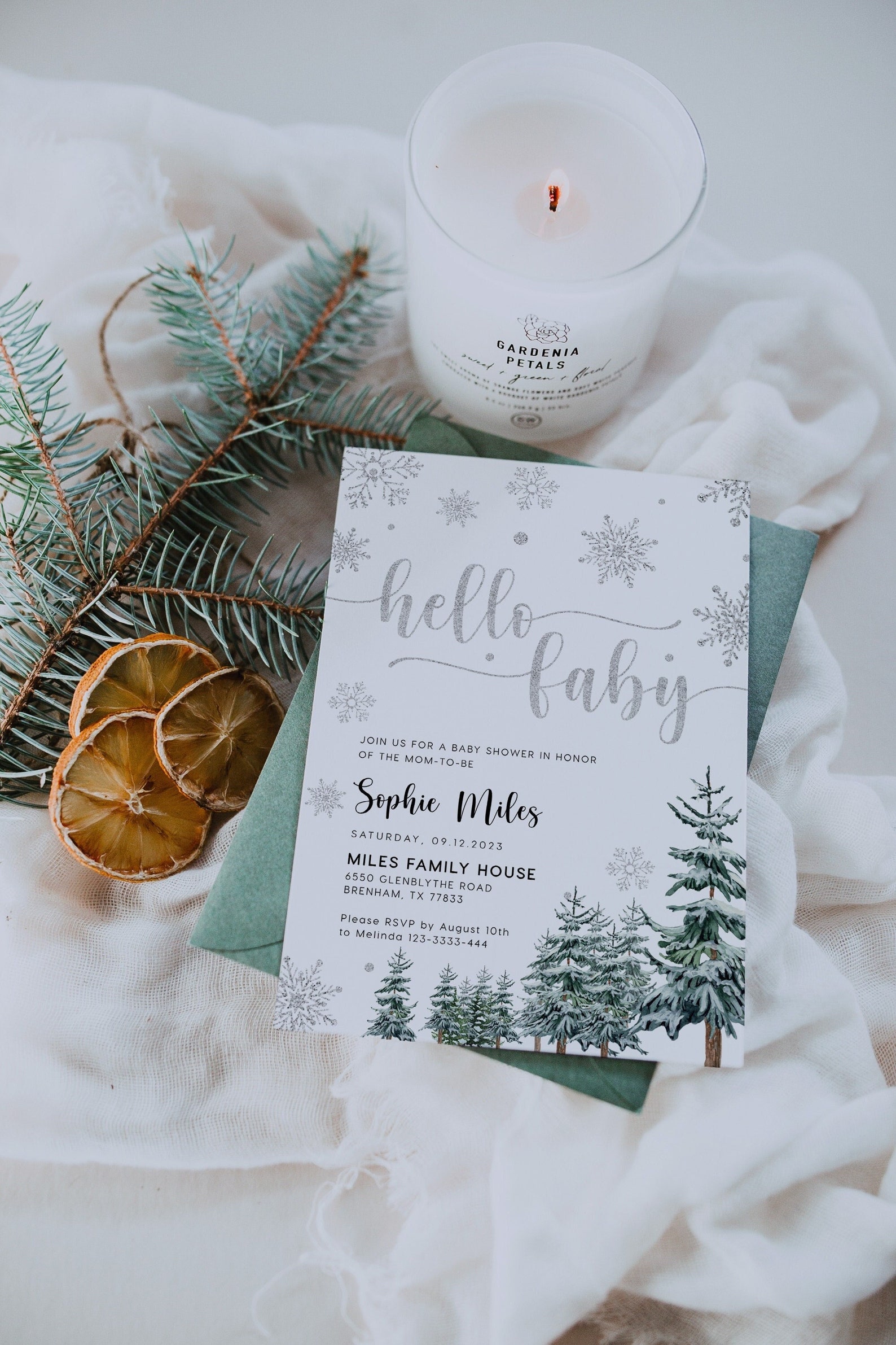 Hello Baby Invitation Winter Baby Shower Invitation Winter - Etsy