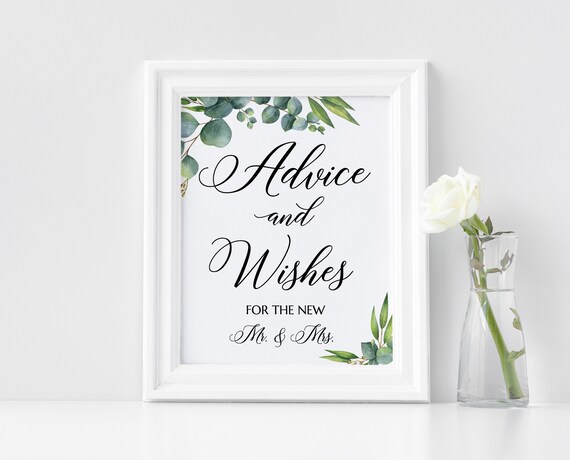 Advice and Wishes Sign Wedding Sign Template Wedding Sign | Etsy