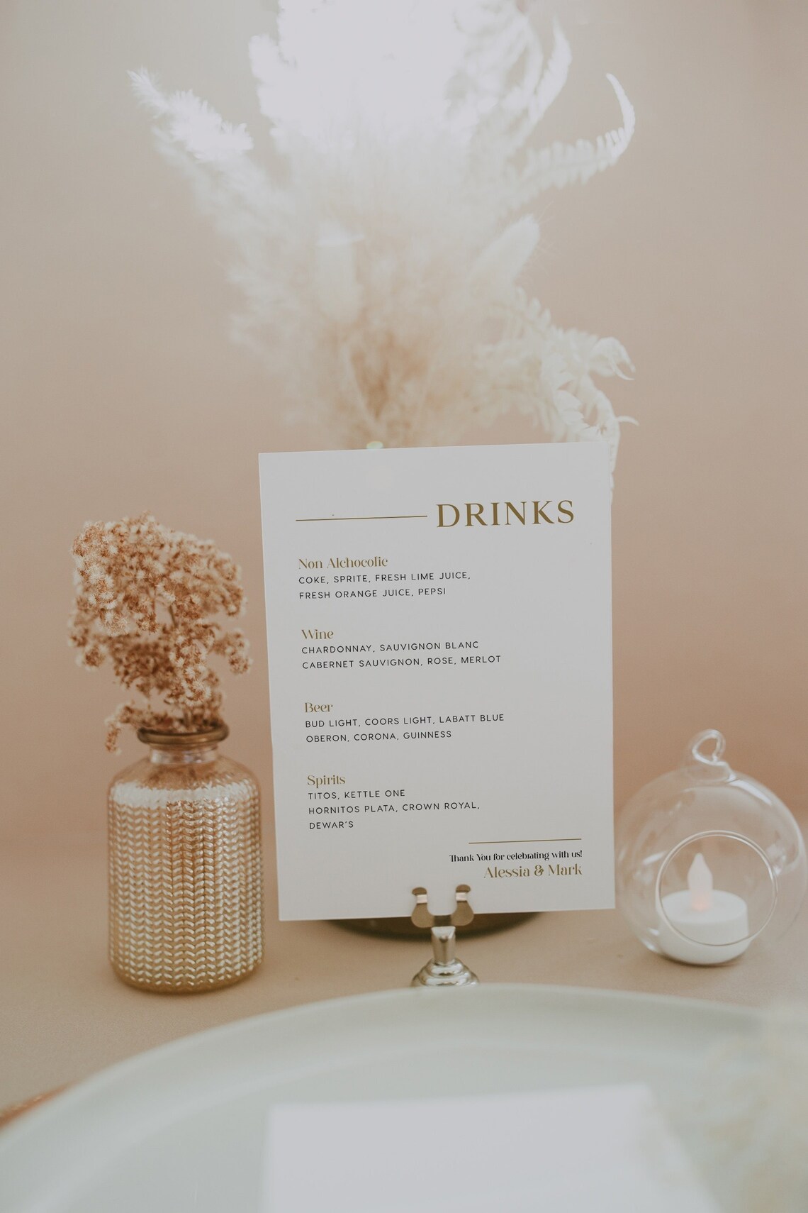 Drinks sign Drinks menu template Gold wedding sign Gold bar | Etsy