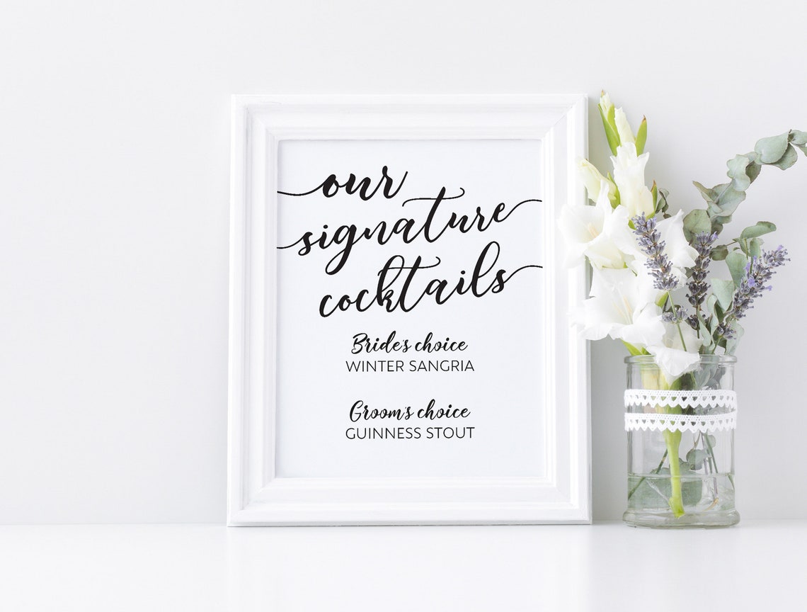 Signature Drink Sign Wedding Sign Signature Cocktails | Etsy