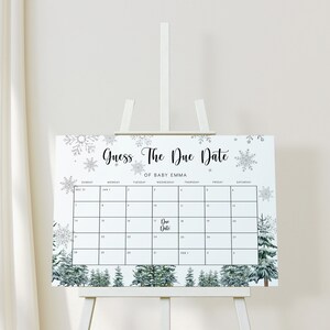 Baby Due Date Sign, Baby Shower Due Date Template, Winter Wonderland ...