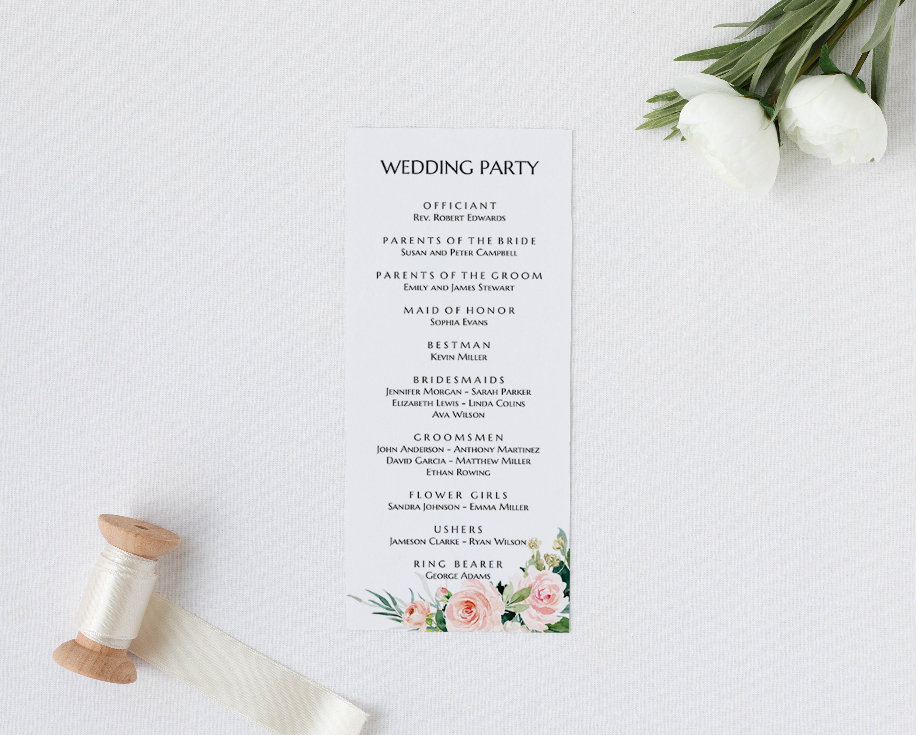 Editable Wedding Ceremony Program Template With Pink and Blush | Etsy