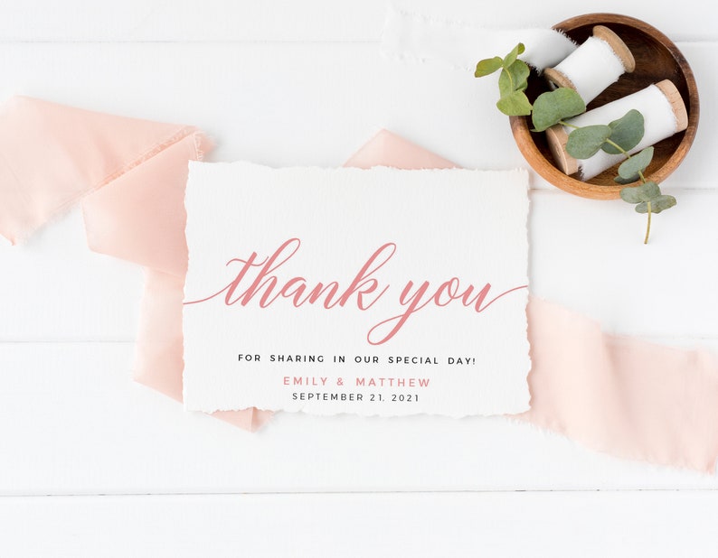 Blush Thank You Cards Wedding Thank You Cards Thank You | Etsy