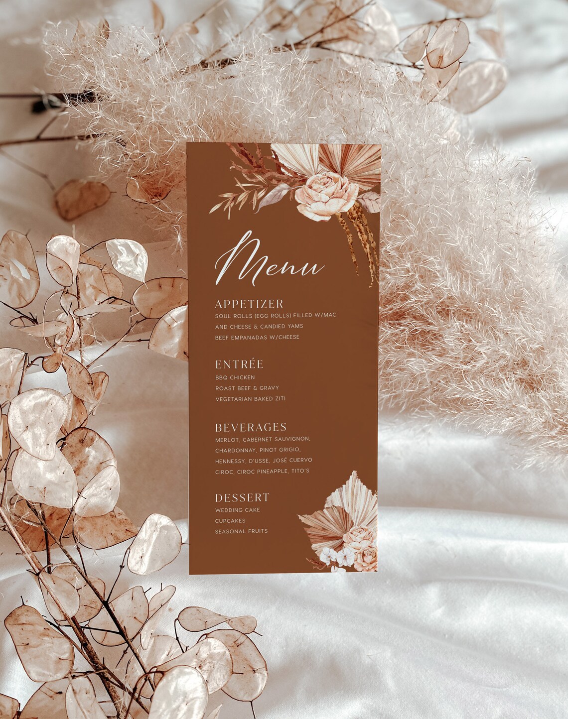 Terracotta Menu Template Brown Menu Cards Terracotta Wedding | Etsy