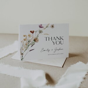 Boho Thank You Card, Thank You Card Template, Wedding Thank You Cards ...