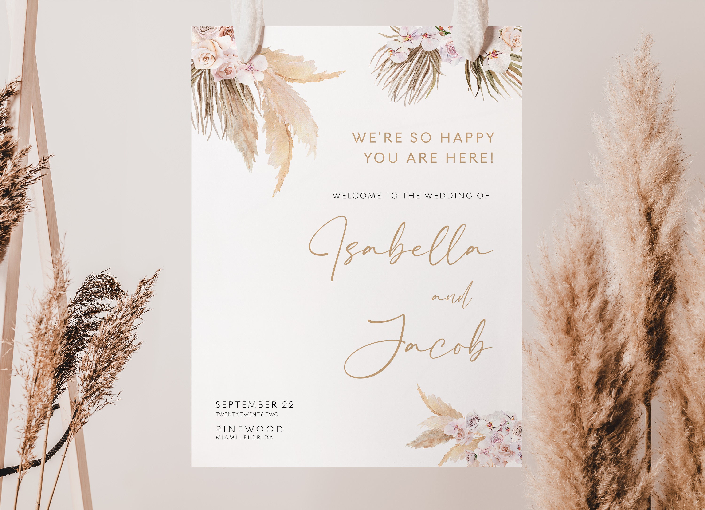 Pampas Grass Welcome Sign Wedding Welcome Sign Welcome Sign - Etsy