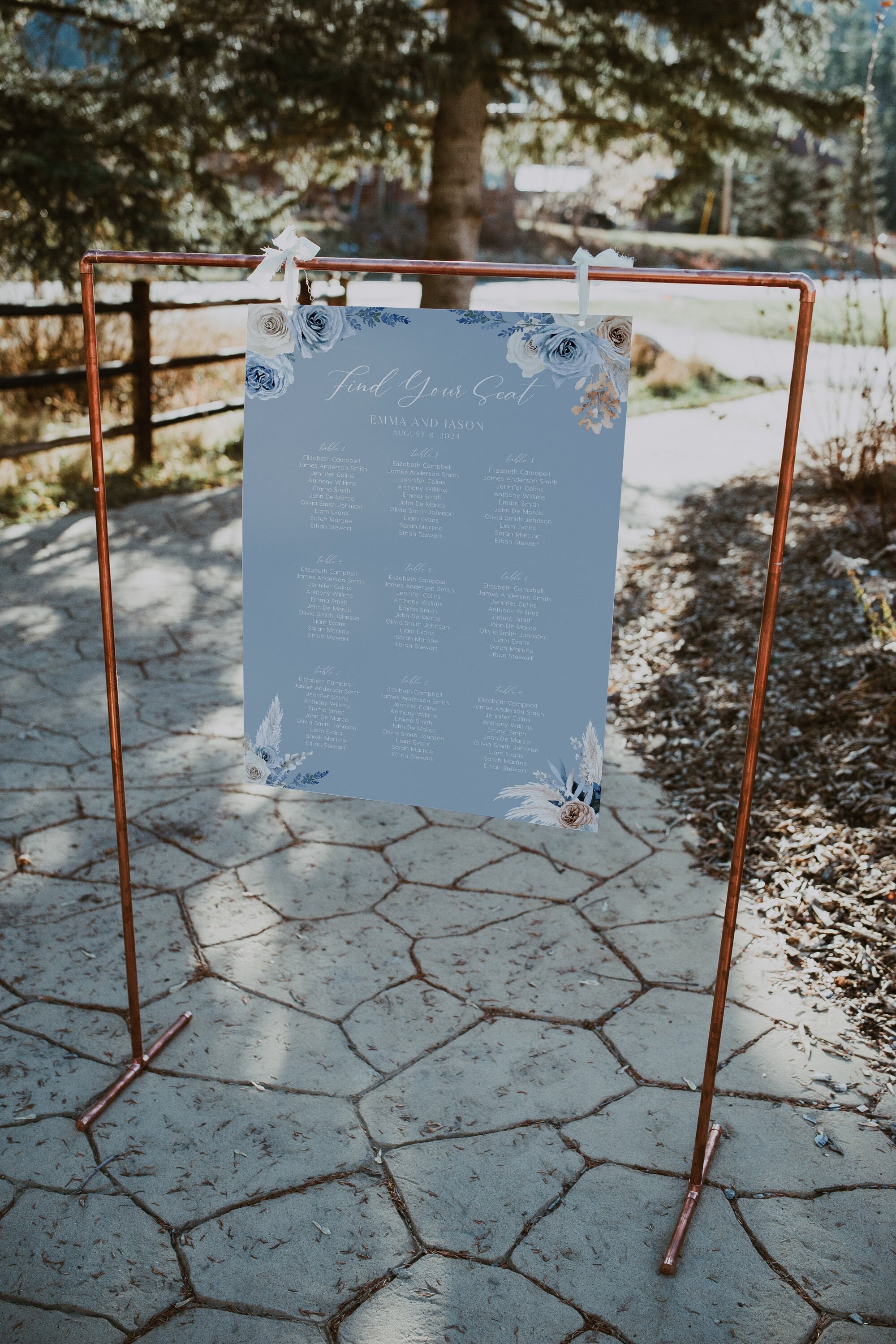 Seating Chart Template Blue Seating Chart Dusty Blue Wedding - Etsy