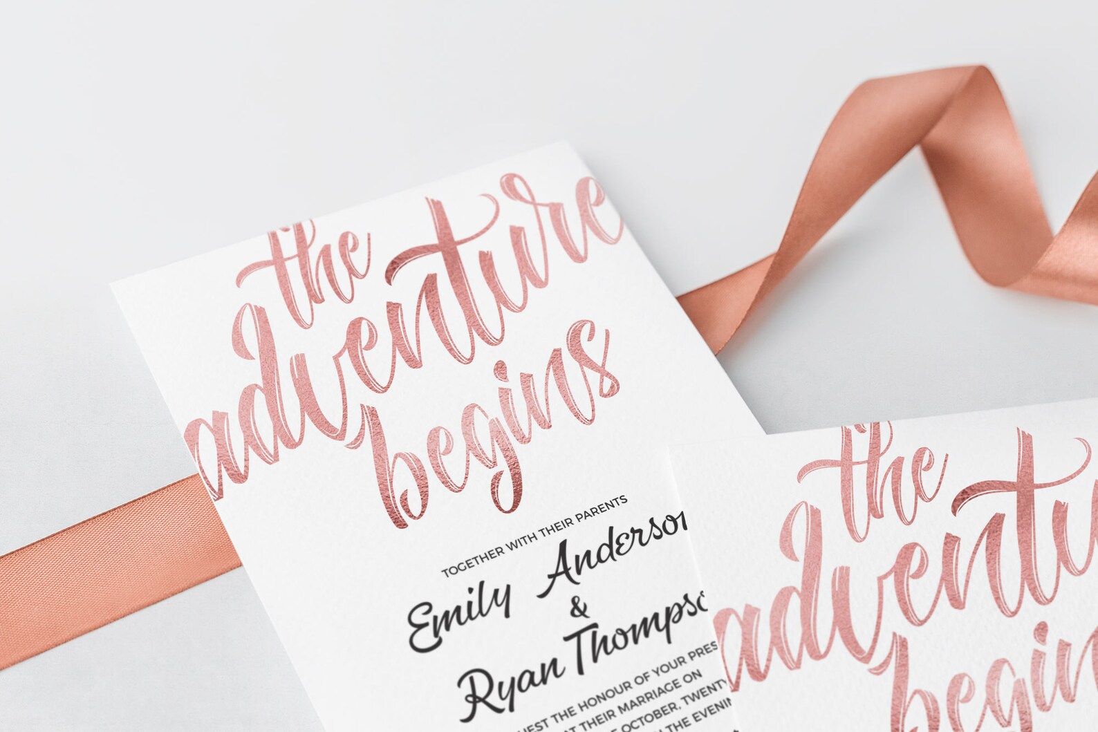Invitations Wedding Invitation Rose Gold Invitation Wedding | Etsy