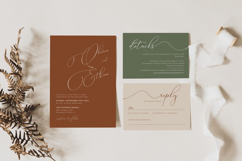 Terracotta Wedding Invitations Set Wedding Invitation - Etsy