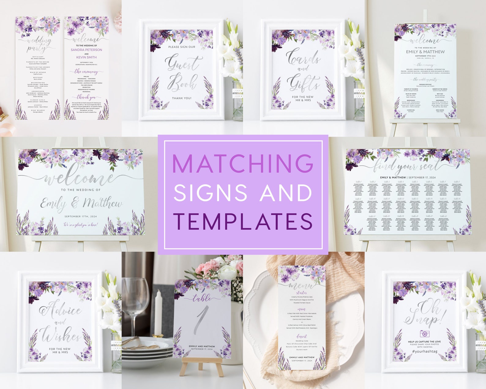 Lavender Welcome Sign, Wedding Welcome Sign Template, Lavender, Purple ...
