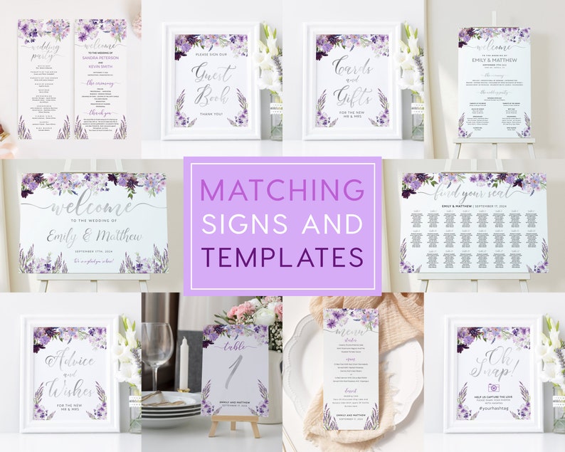 Lavender Welcome Sign Wedding Welcome Sign Template - Etsy