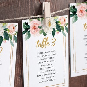 Floral Seating Chart, Wedding Seating Chart Template, Hanging Seating ...