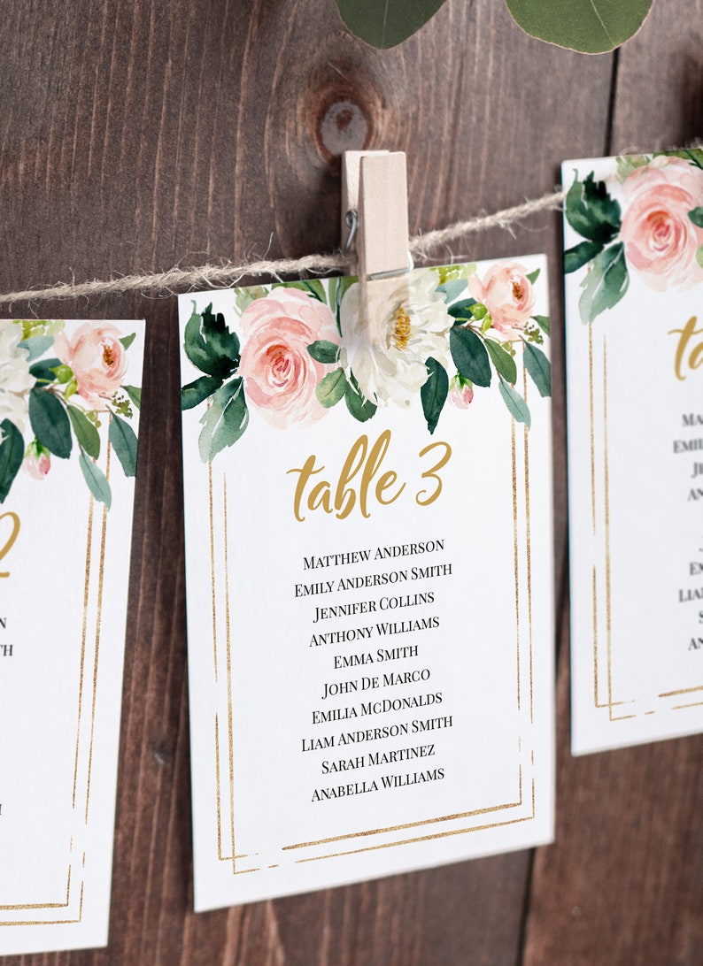 Floral Seating Chart Wedding Seating Chart Template Hanging - Etsy