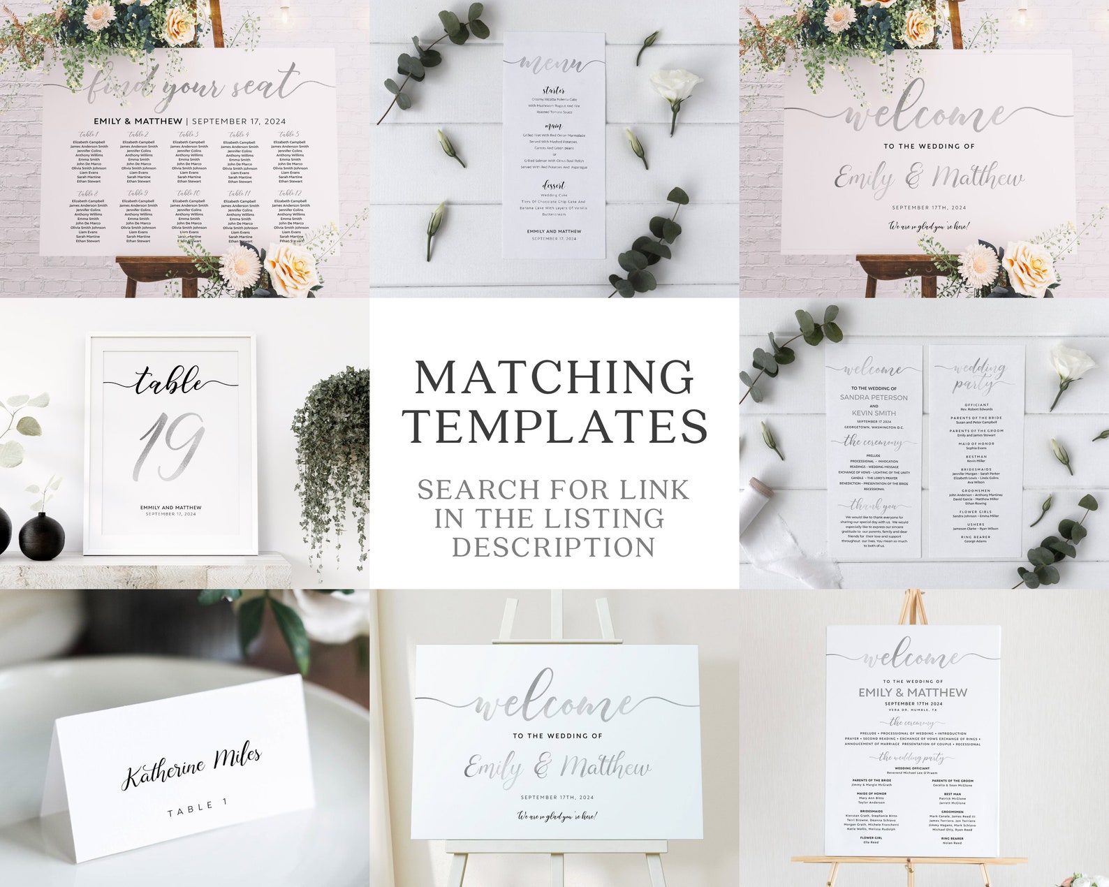 Wedding Program Sign Template Silver Wedding Program Wedding - Etsy