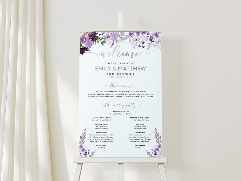 Wedding Program Sign Template Wedding Ceremony Sign - Etsy
