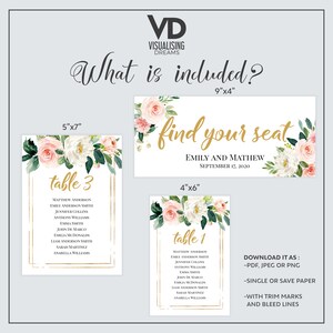 Floral Seating Chart, Wedding Seating Chart Template, Hanging Seating ...
