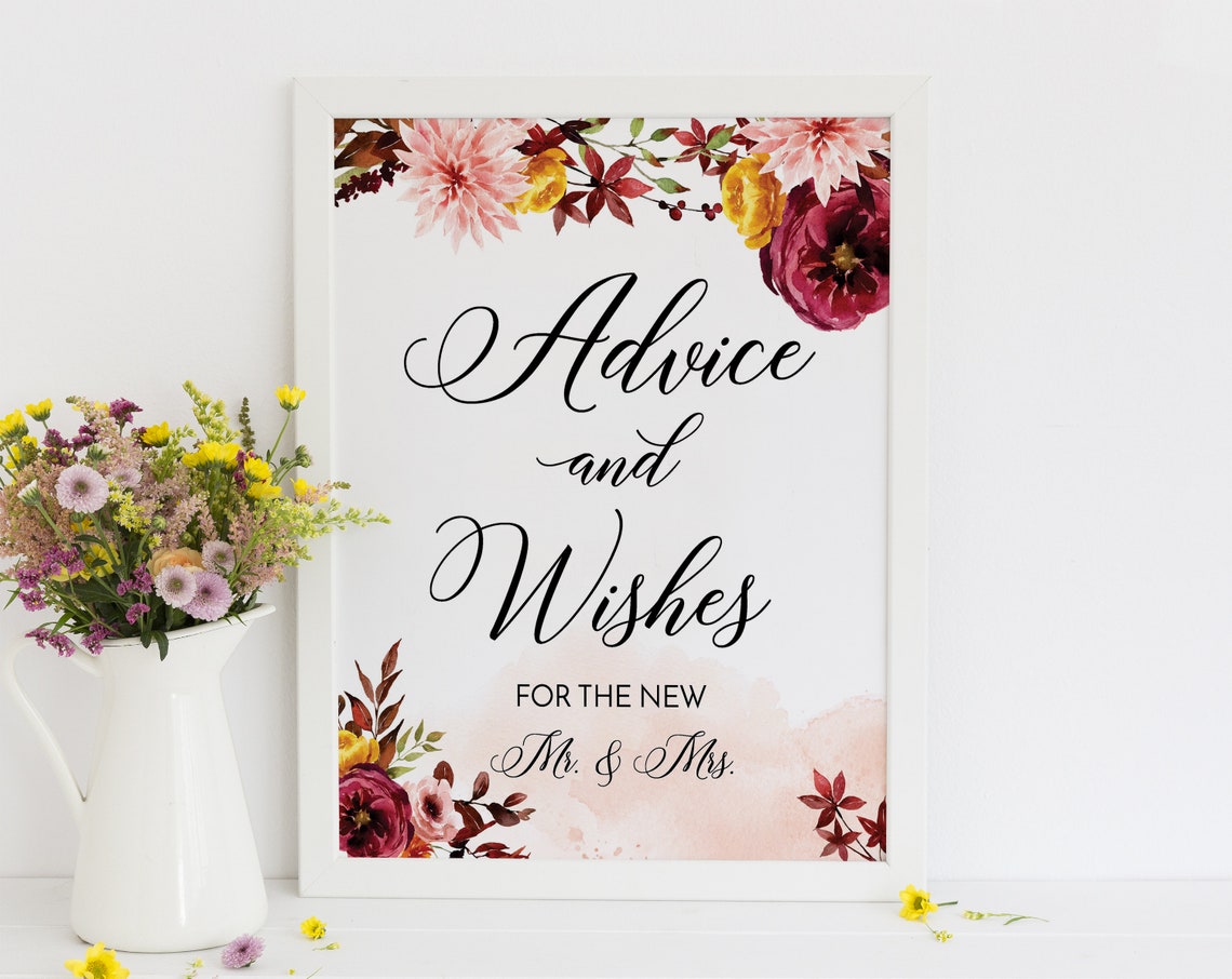 Advice and Wishes Sign Wedding Sign Blush Wedding Sign - Etsy