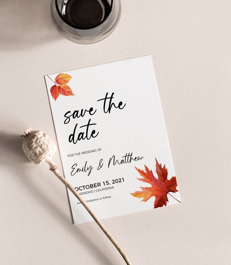 Save the Date Cards Fall Autumn Save the Date Template - Etsy