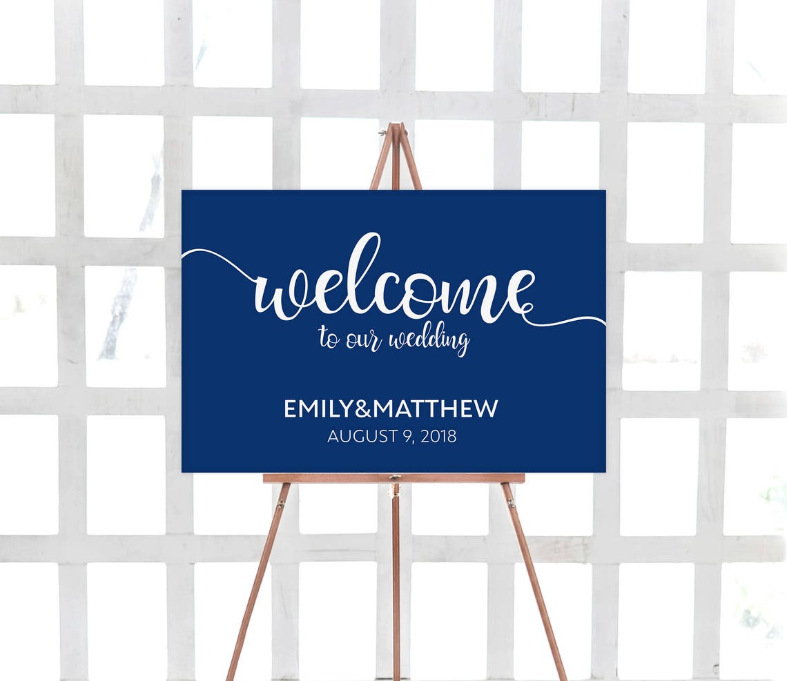 Navy Wedding Welcome Sign Printable Navy Blue Welcome Sign | Etsy