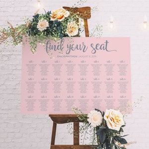 Blush Seating Chart Template, Pink Seating Chart Sign, Wedding Seating ...