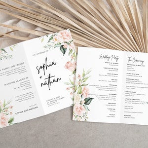 Booklet Wedding Program Template, Wedding Program Booklet, Floral ...