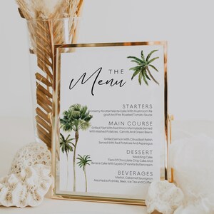 Menu Sign Tropical Menu Sign Tropical Menu Template Instant - Etsy