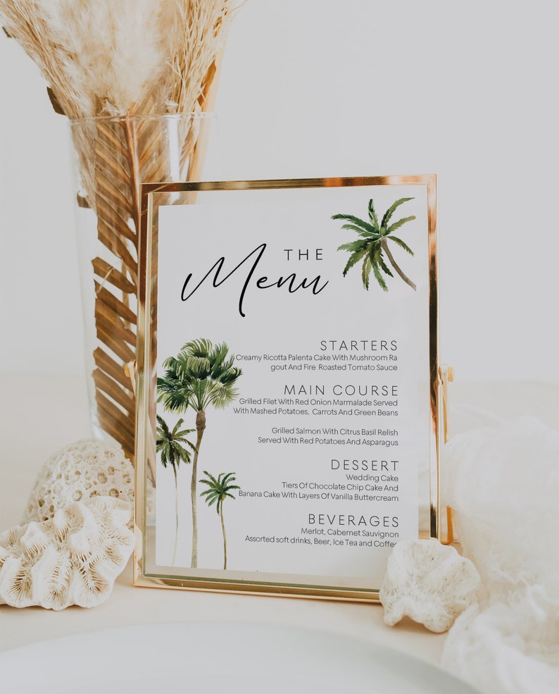 Menu Sign Tropical Menu Sign Tropical Menu Template Instant - Etsy
