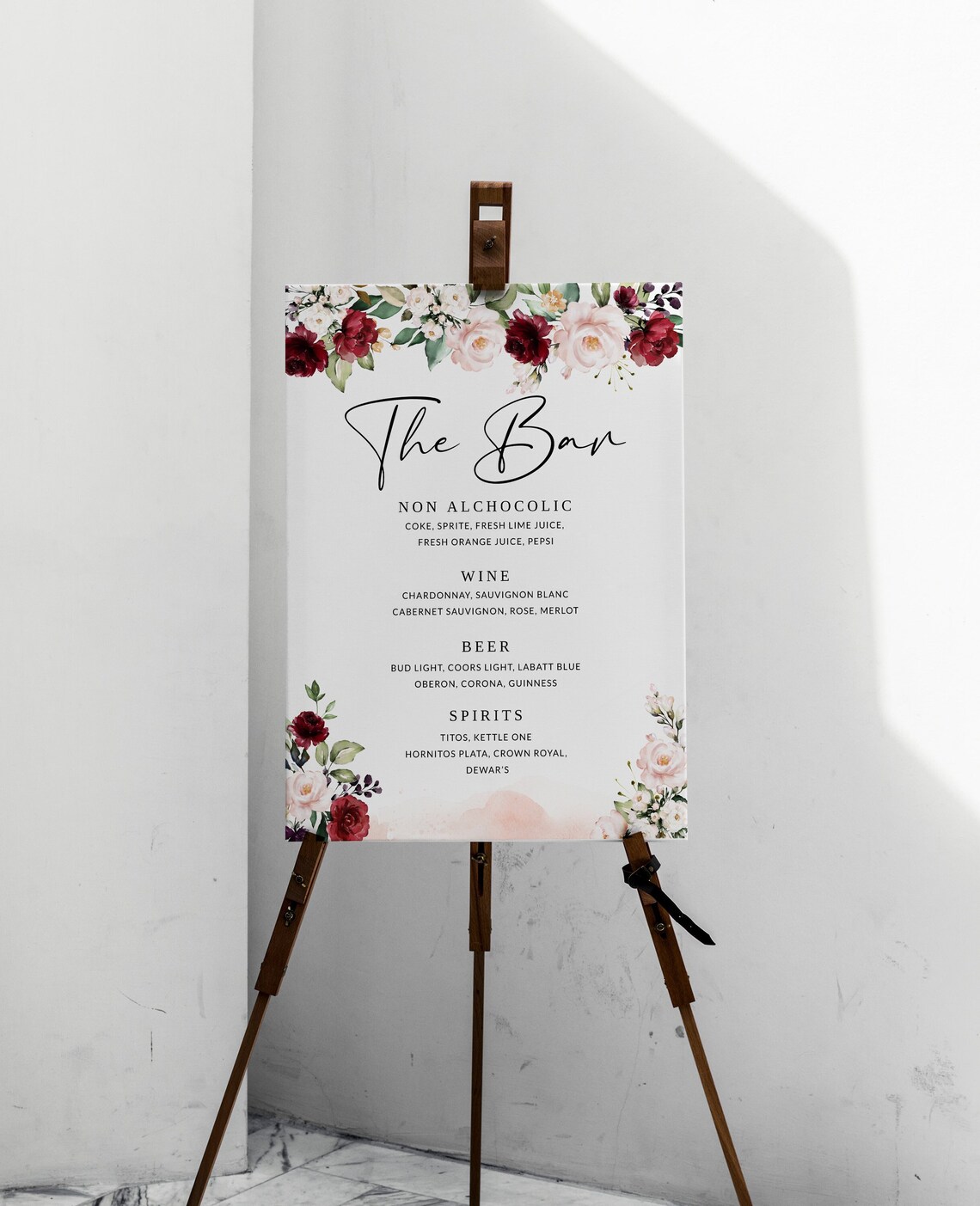 Bar Sign Template Wedding Bar Sign Drinks Menu Sign Bar - Etsy