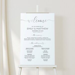 Wedding Program Sign Template, Silver Wedding Program, Wedding Ceremony ...