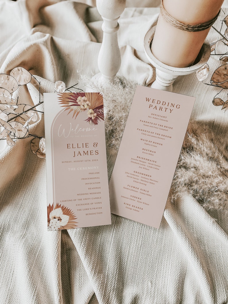 Boho Wedding Ceremony Program Wedding Program Template Boho - Etsy