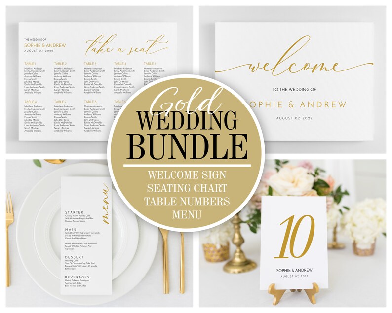 Gold Menu Template Wedding Dinner Menu Template Wedding Menu - Etsy