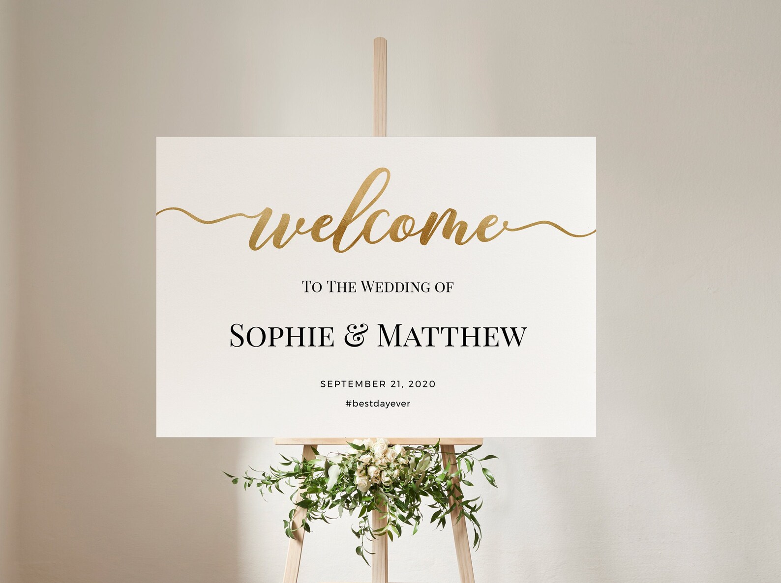 Wedding Welcome Sign Gold Welcome Sign Template Modern - Etsy