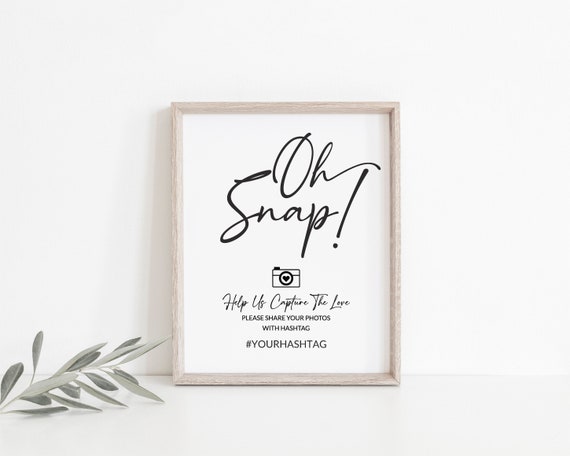 Wedding oh snap sign Oh Snap template Wedding hashtag sign | Etsy