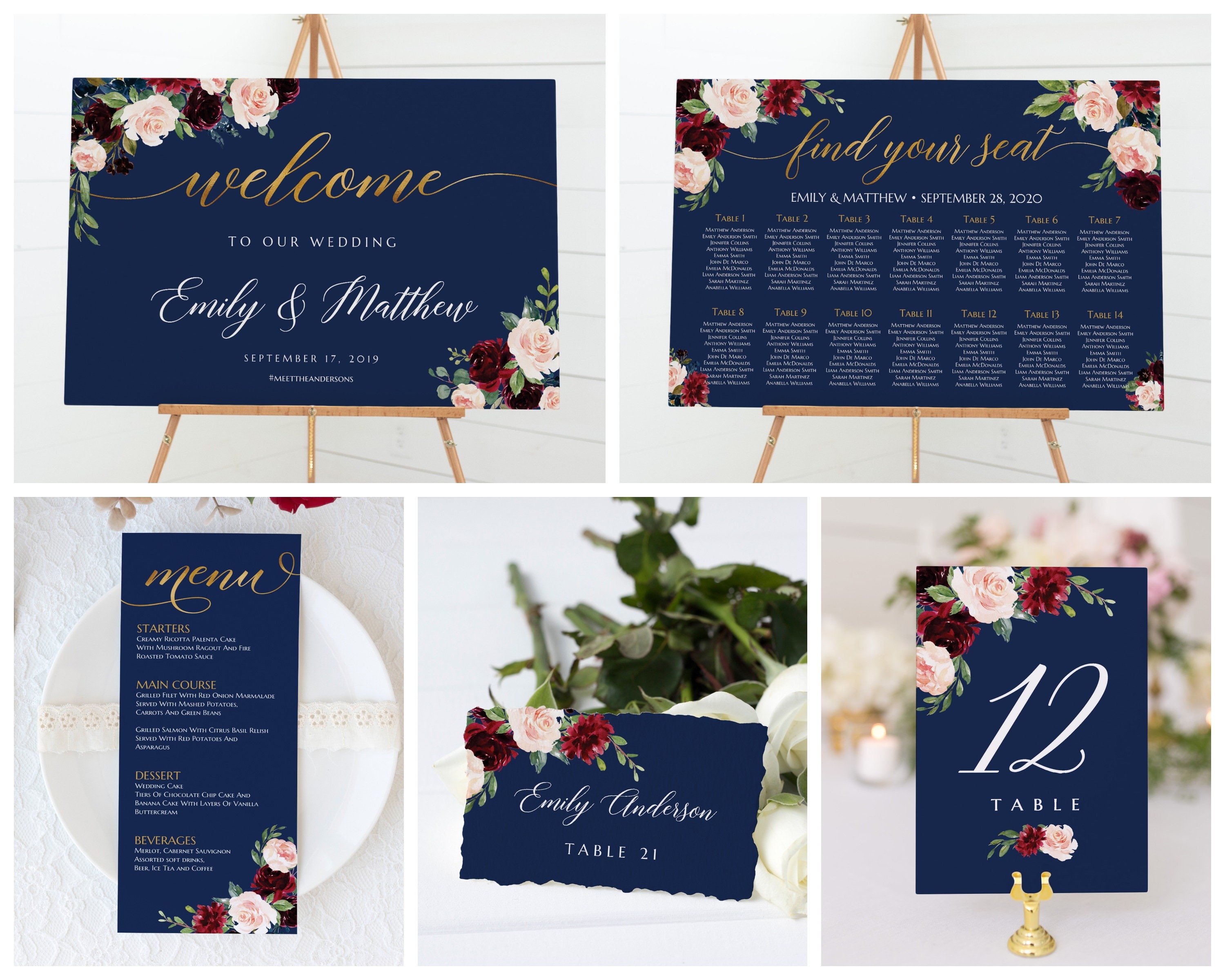 Wedding bundle Wedding stationary bundle Navy wedding | Etsy