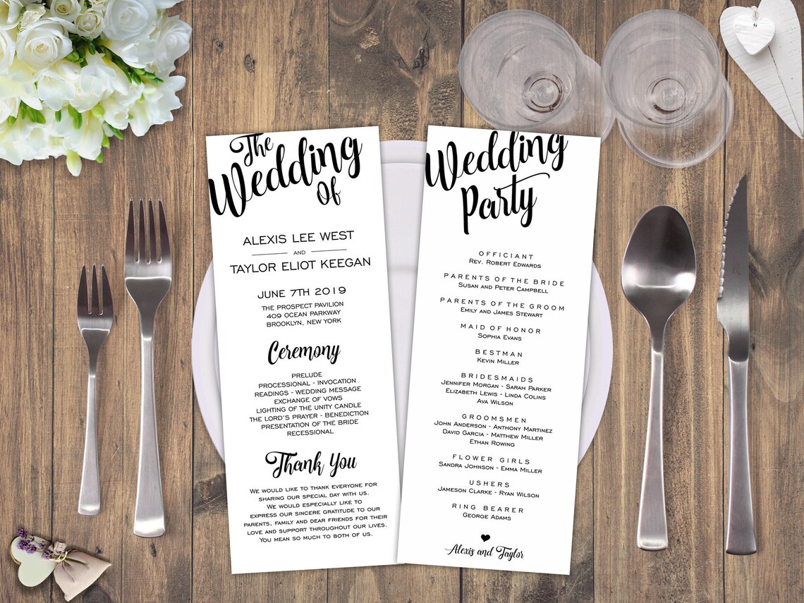 Rustic Wedding Program Template Wedding Ceremony Template - Etsy