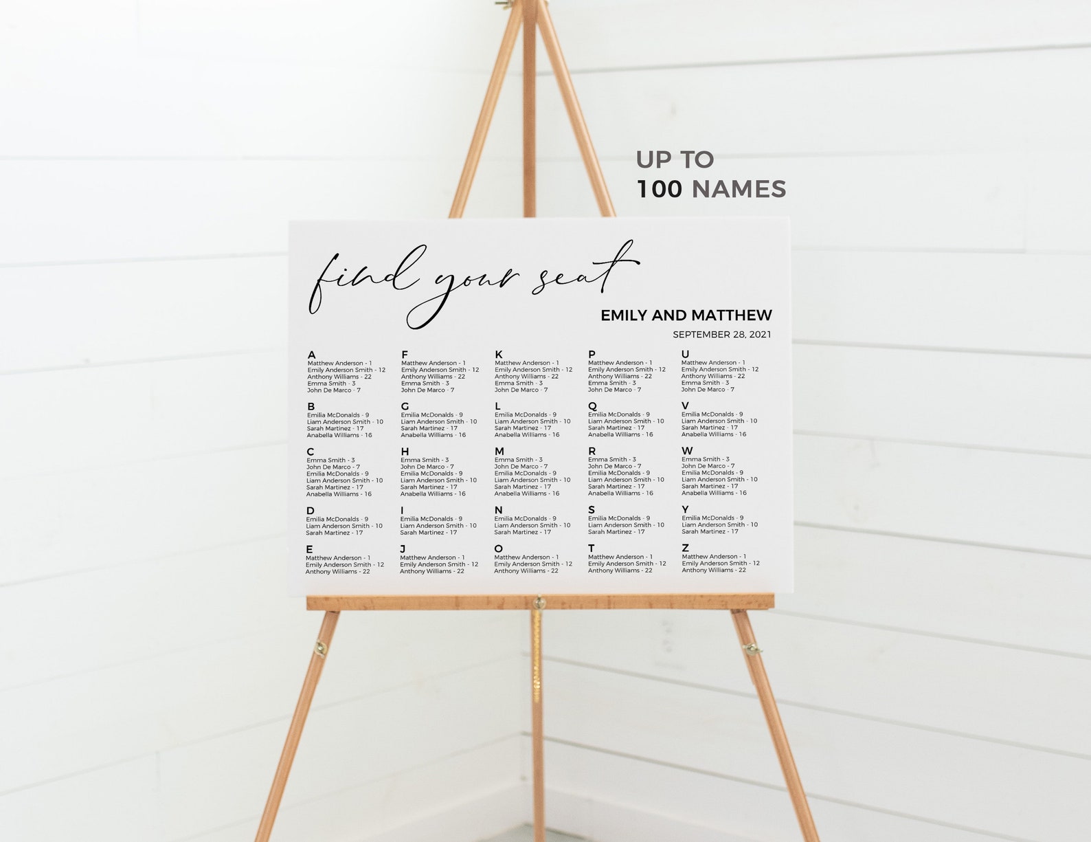 Seating Chart Alphabetical Seating Chart Template Wedding - Etsy