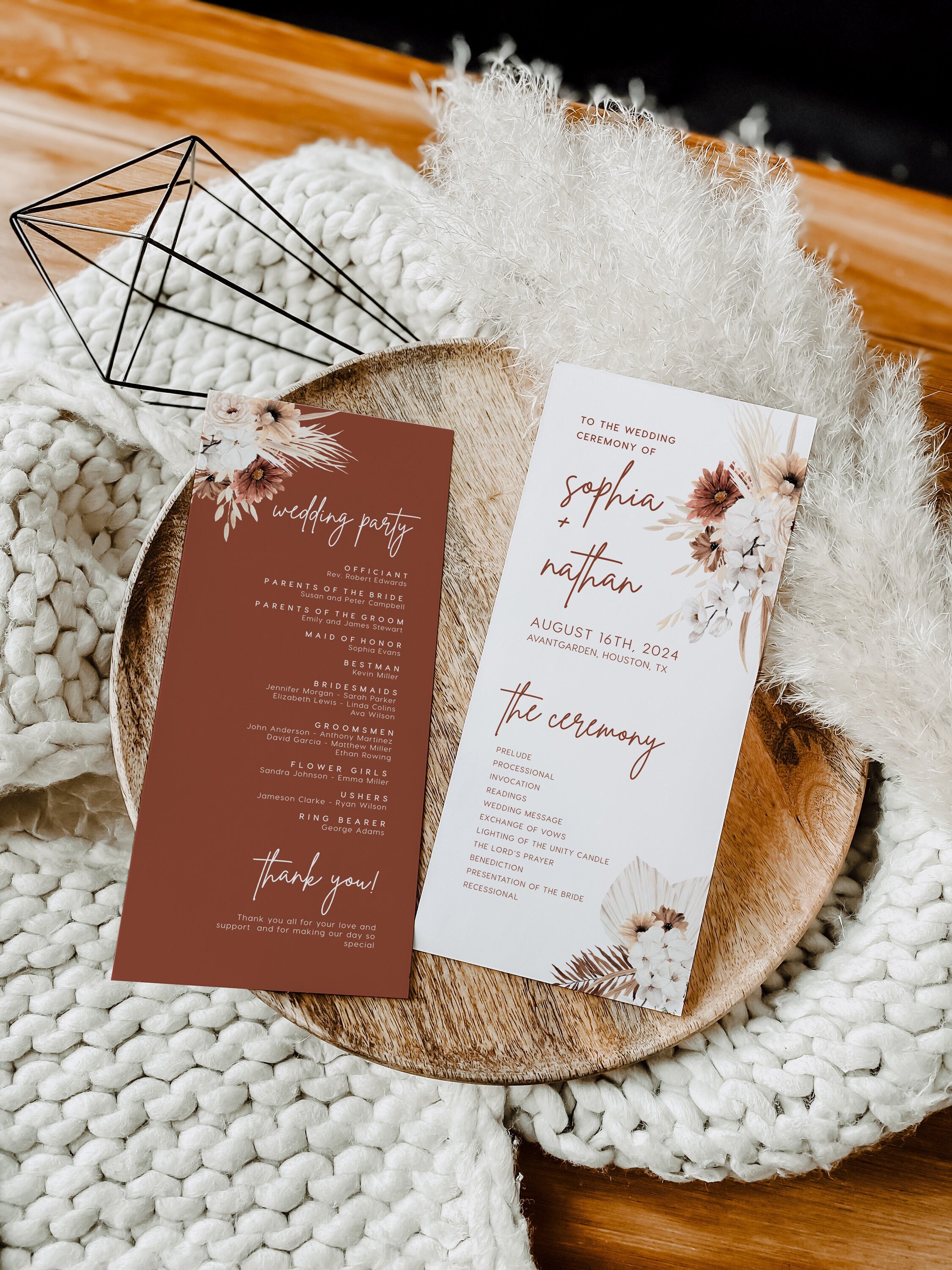 Boho Wedding Program Template Ceremony Program Template - Etsy
