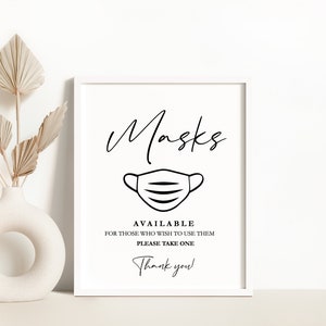 Masks Sign, Wedding Mask Sign, Wedding Sign Template, Face Masks Sign ...