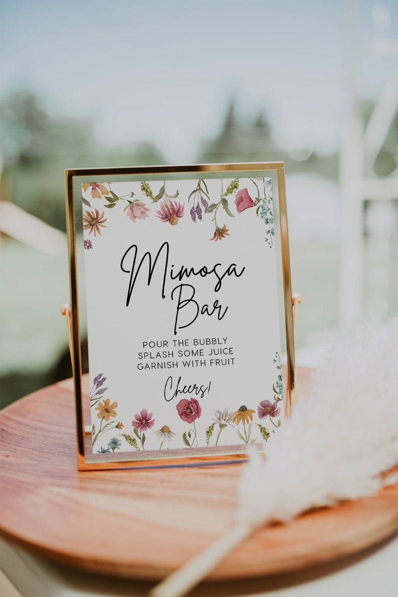 Floral Mimosa Bar Sign Mimosa Bar Printable Boho Wildflower - Etsy