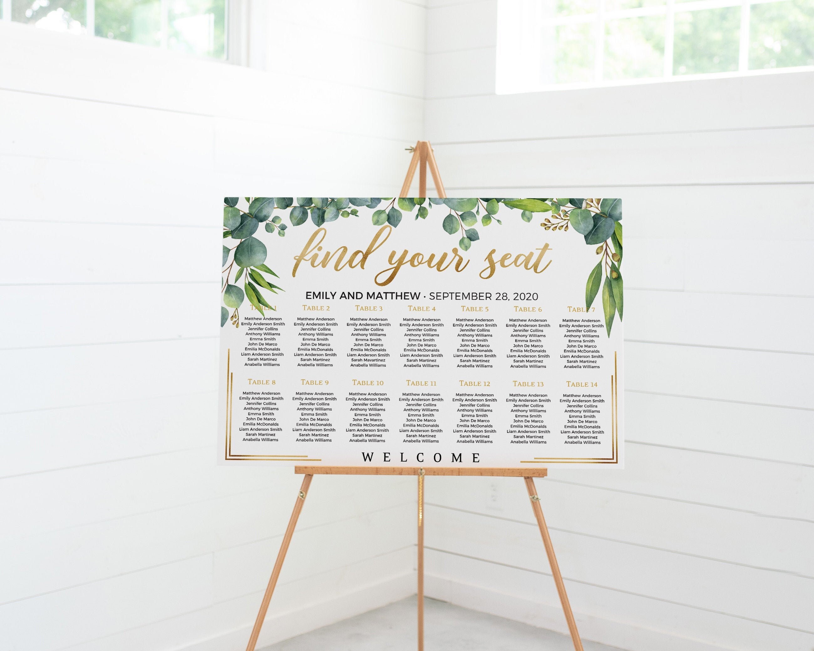 Seating Chart Wedding Seating Chart Greenery Wedding Seating - Etsy