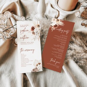 Boho Wedding Program Template, Ceremony Program Template, Order of Service or Event Program ...