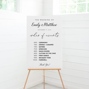 Order of Events Sign Wedding, Order of Service Sign, Minimalist Wedding ...