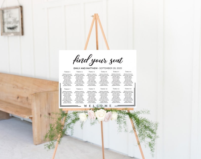 Seating Chart Wedding Elegant and Rustic Seating Chart - Etsy