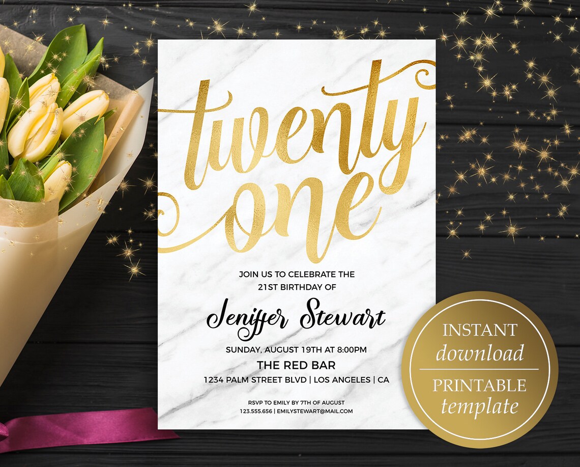 21st Birthday Invitations 21 Birthday Invitation Template - Etsy Australia