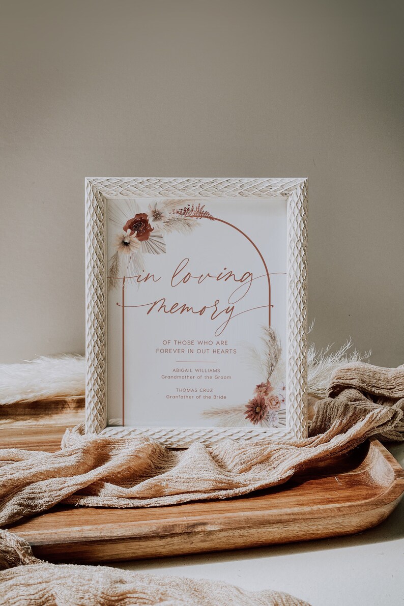 Boho in Loving Memory Sign in Loving Memory Template Boho - Etsy