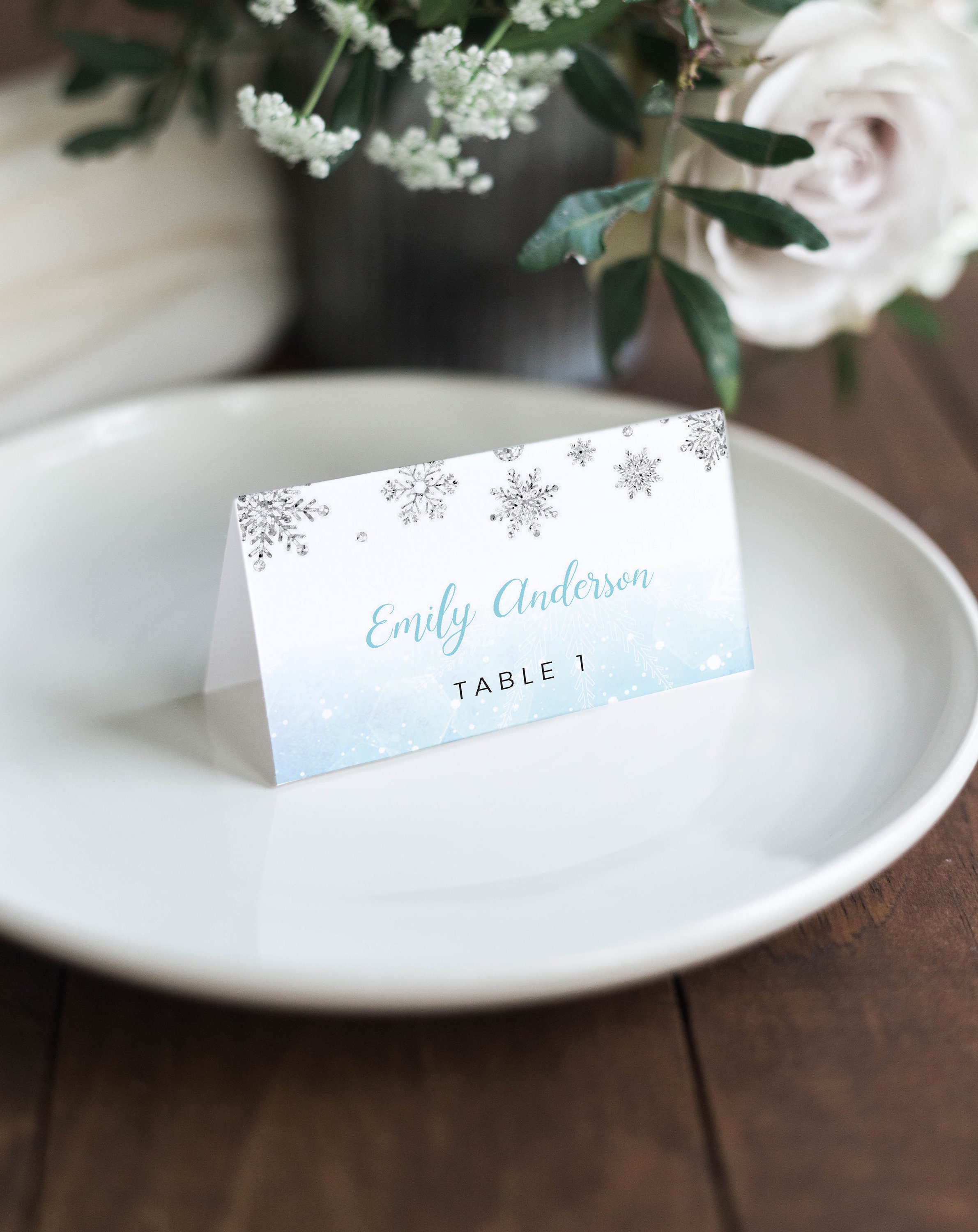 Place Cards Template Snowflake Place Cards Winter Wonderland - Etsy