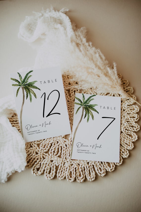 Tropical Wedding Table Numbers Table Numbers Printable | Etsy