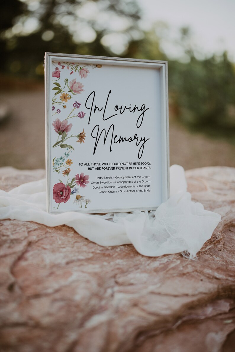 Wedding in Loving Memory Sign in Loving Memory Template - Etsy