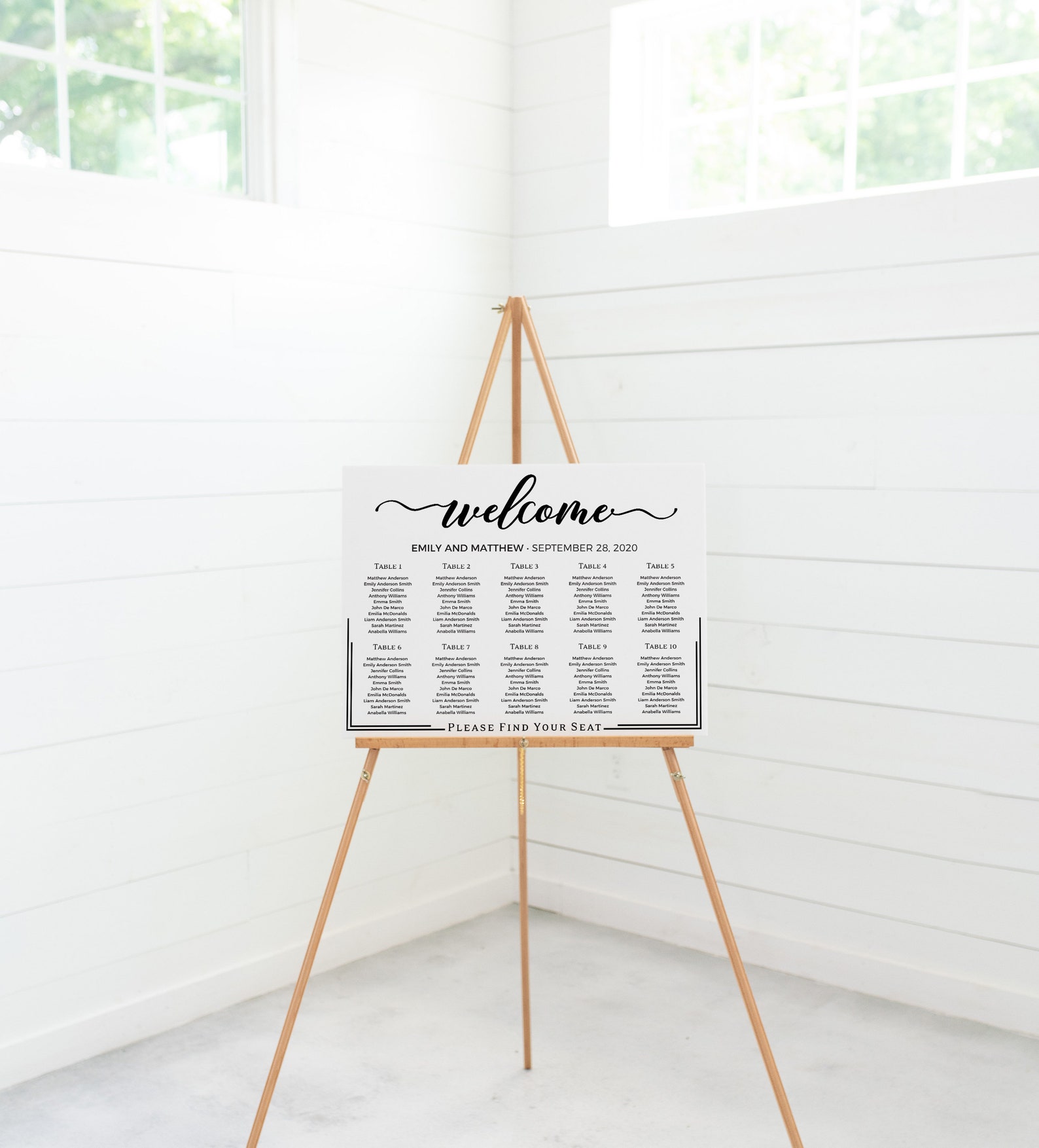 Welcome Sign Seating Chart Template Black and White Seating | Etsy