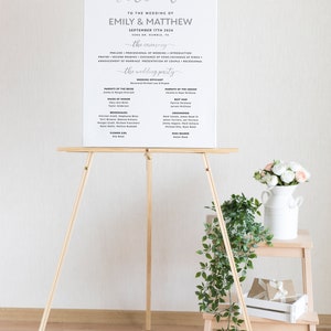 Wedding Program Sign Template, Silver Wedding Program, Wedding Ceremony ...